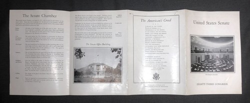 1954 United States Senate Eighty-Third 83rd Congress Brochure List ...