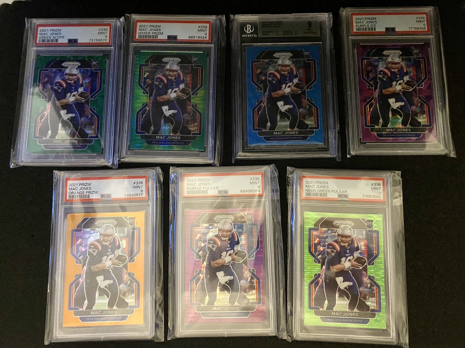 2021 Panini Mac Jones PSA 9/BGS 9 LOT of Seven (7) graded Prizm Cards ...