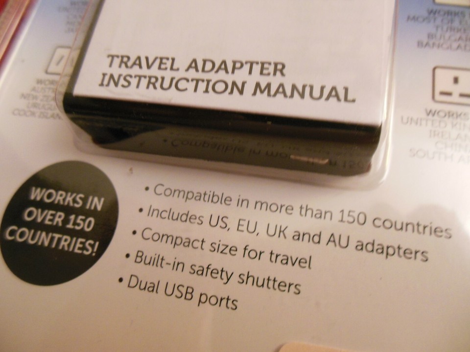 Sharper Image Travel Plug ** Universal Adaptor ** With Dual USB * Free ...
