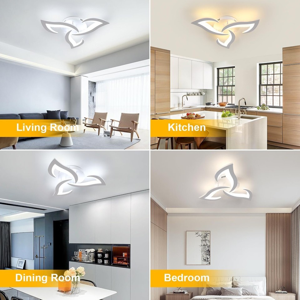 Dimmable Modern LED Ceiling Light Flower Chandelier Remote Control ...