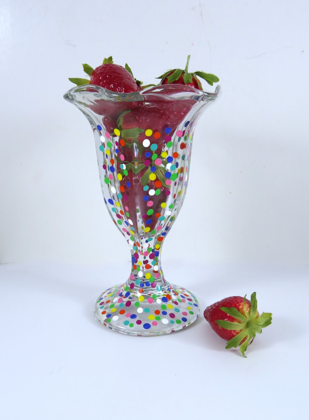 Hand Painted Glass Sundae Cup Confetti Dots By Grey Barn Enterprises ...