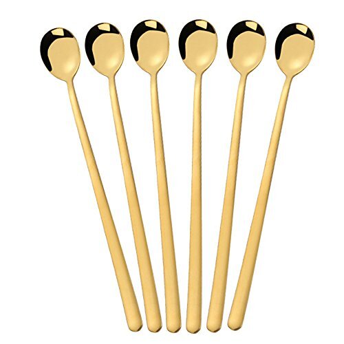 Long Handle Spoon 9.25inch Stainless Steel Iced Teaspoon Titanium ...