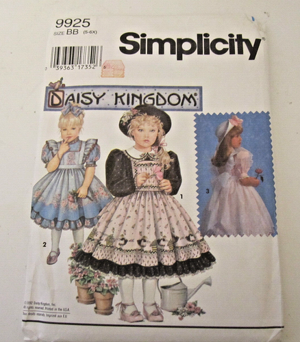 Simplicity Daisy Kingdom 9925 / 7699 5-6x Girls Pinafore Dress Pattern ...