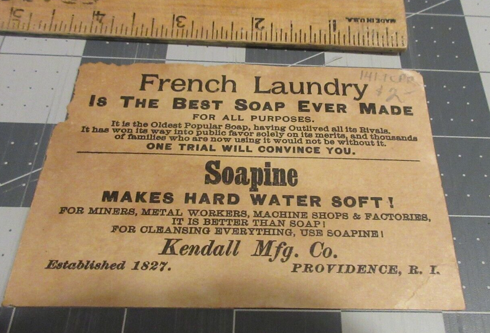 Kendall Mfg. Co. Soapine French Laundry Soap Trade Card, Providence RI. | eBay