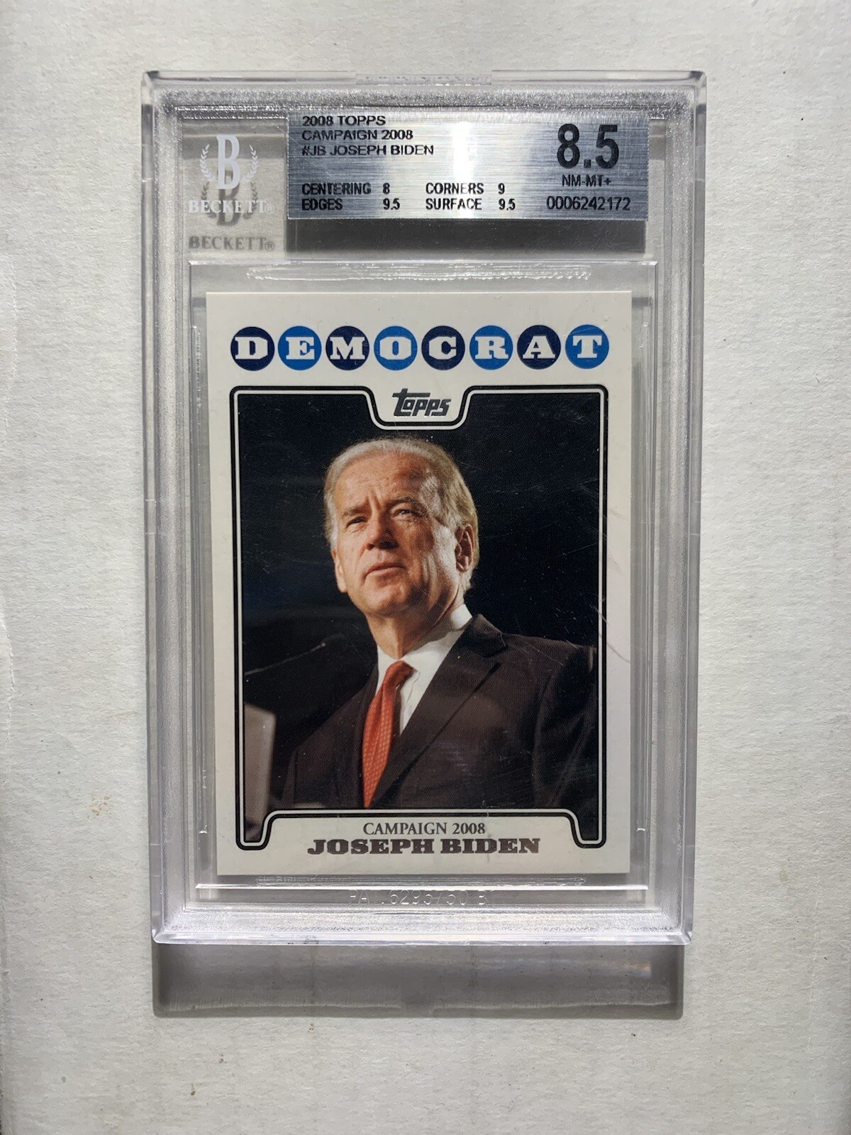 Joseph Joe Biden 2008 Topps Campaign Rookie Card RC BGS 8.5 NMMT ...