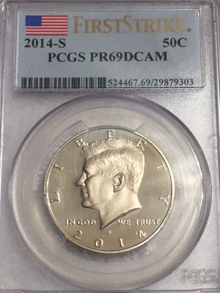 2014-S 50C PCGS PR69DCAM Proof Kennedy First Strike Flag Label | eBay