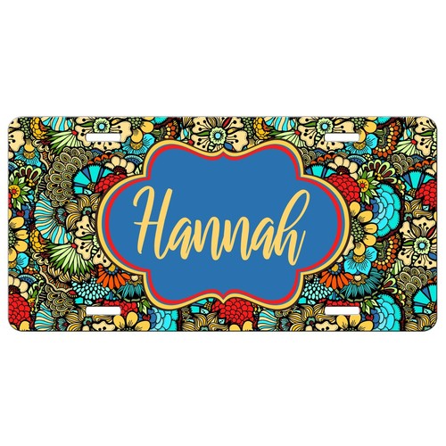 Doodle Paisley Personalized License Plate Car Tag Frame Aluminum Gift ...