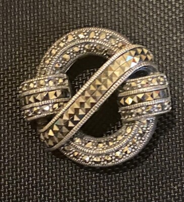Vintage Sterling Silver Marcasite Judith Jack JJ Wreath Bow Brooch Pin ...