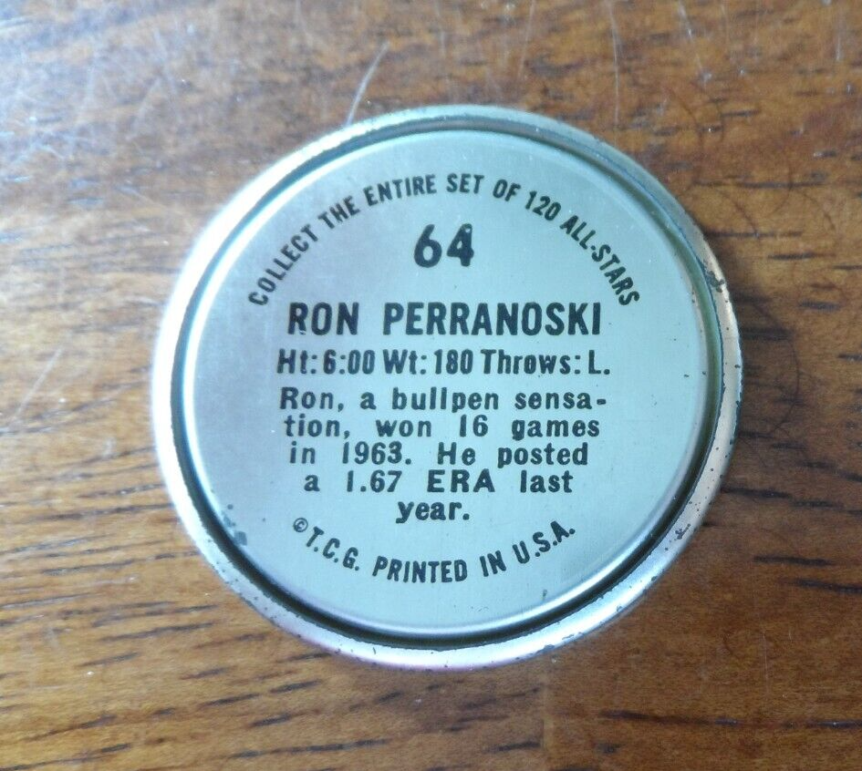 1964 TOPPS BASEBALL COIN #64 RON PERRANOSKI LOS ANGELES DODGERS U-4388 ...