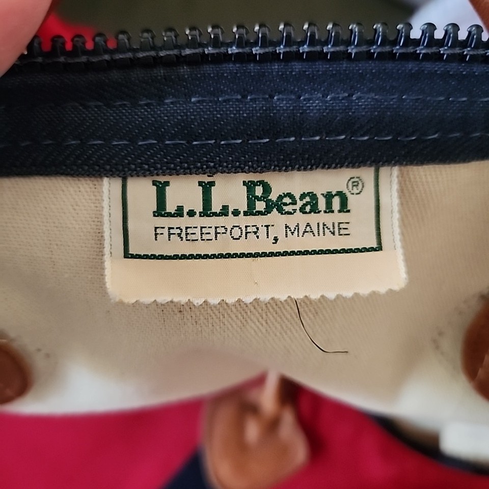 Vintage 80's LL Bean Red Canvas Weekend Duffle Bag Leather Handle ...