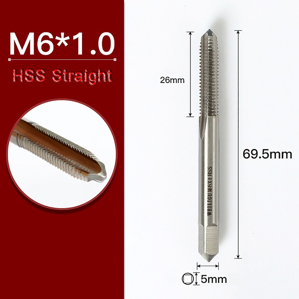 Metric HSS Straight Flute Tap M2 M2.5 M3 M4 M5 M6 M8 M10 M12 Machine ...
