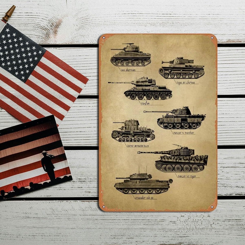 WW2 Tank Poster Metal Sign - Vintage WWII Memorabilia Featuring Iconic ...
