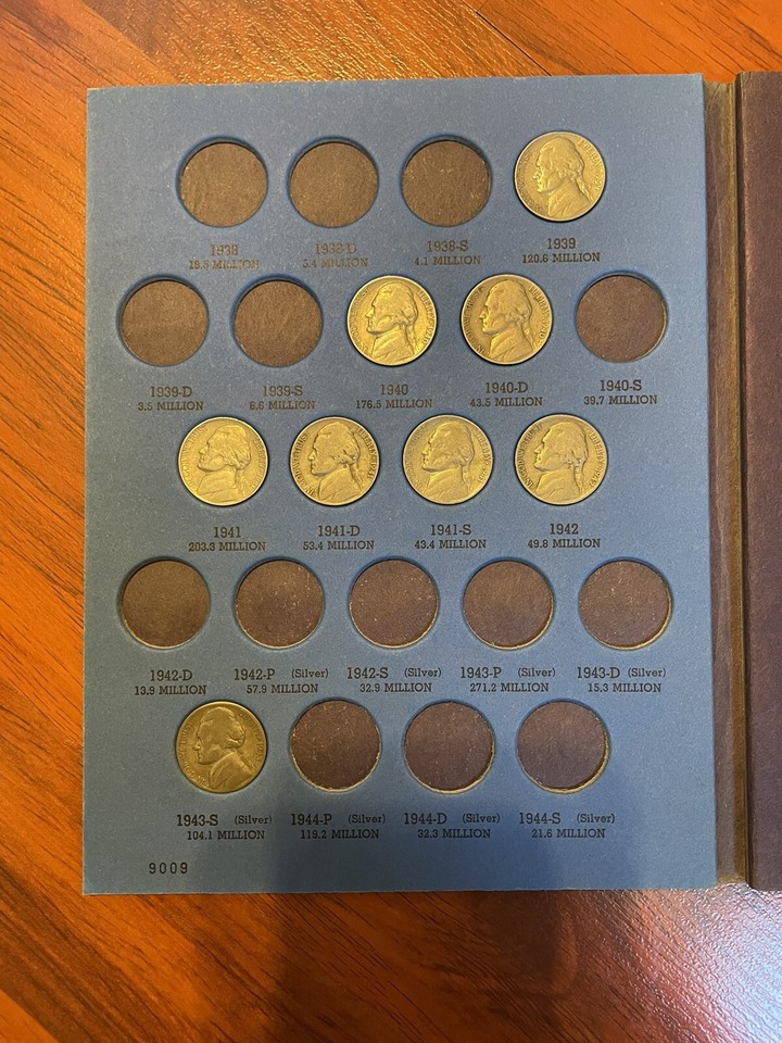 Halfway Complete Whitman Jefferson Nickels Number One 1938-1961 Coin ...
