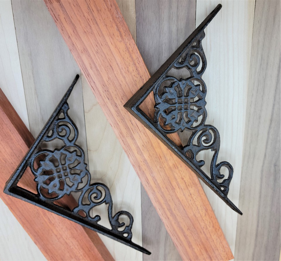 2 Rustic Shelf Brackets Wall Support Brace Angle Bracket Mounting ...