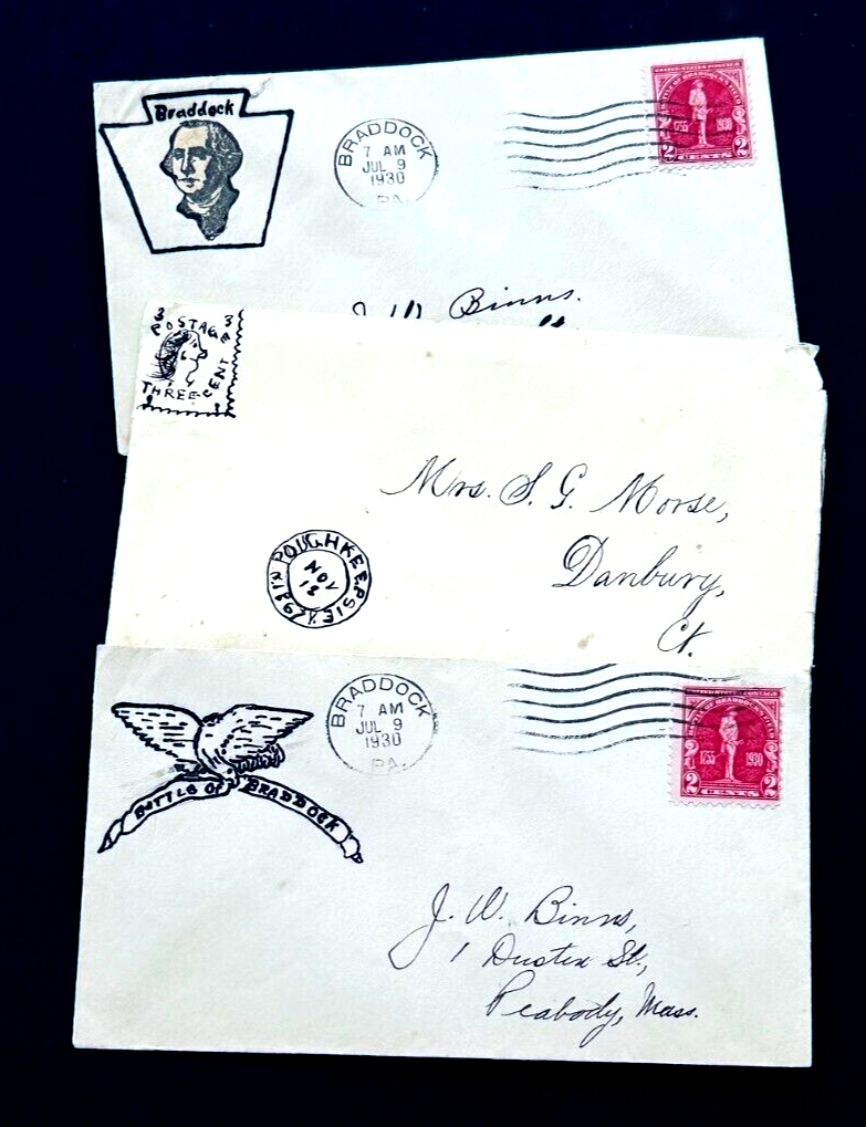 1867 & 1930 Drawn Cover Envelope - Military Battle of Braddock PA & NY ...