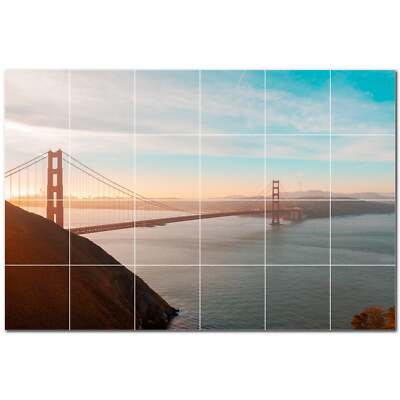 Bridge Ceramic Tile Wall Mural PT500262. 48" W x 32" H (24) 8x8 tiles ...