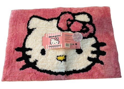 Hello Kitty Face Pink Bow White Plush Shag Bath Rug & Soap Dispenser ...