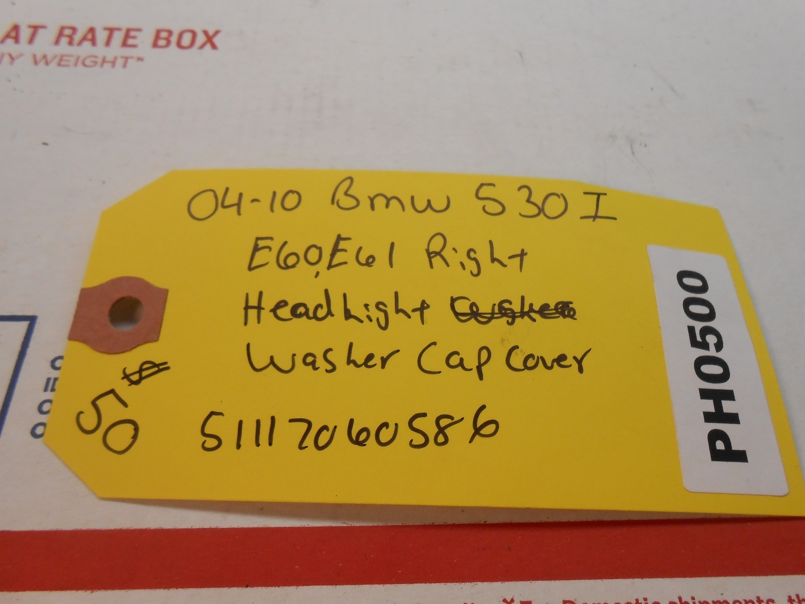 04-10 BMW 530I E60 E61 right headlight washer cap cover 51117060586 ...