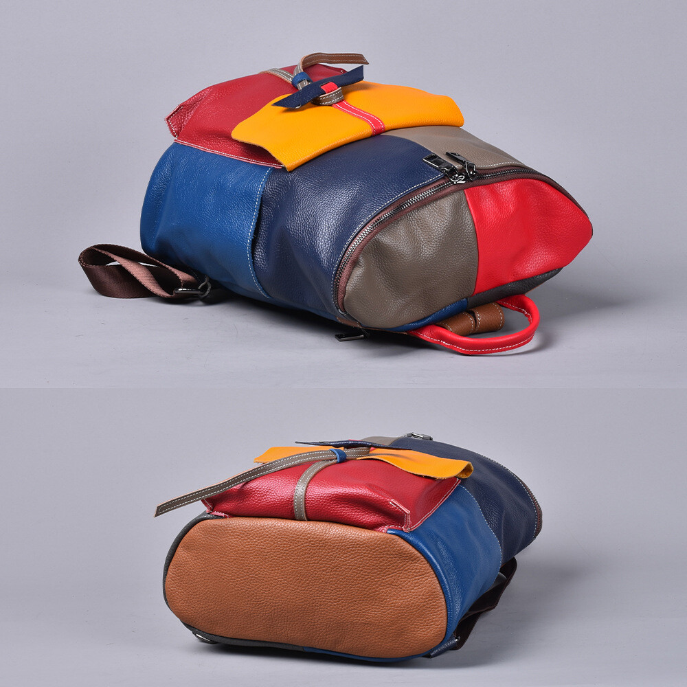Vintage Leather Color Made Old Cowhide Shoulder Bucket Bag Casual Women ...