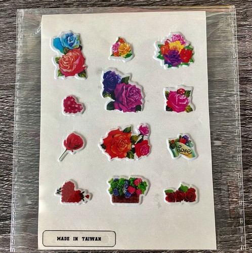 Vintage 1980's Puffy Scratch n Sniff Rose Smell Bouquet Stickers Rare ...