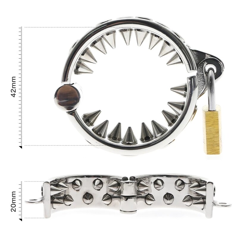 CBT Spike Ball Scrotum Stretcher Stainless Steel Chastity Device Lock ...