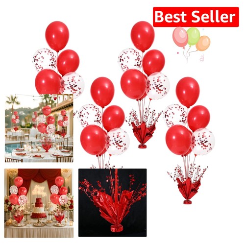 Vibrant Red Balloon Table Centerpieces Set - Easy to Install ...