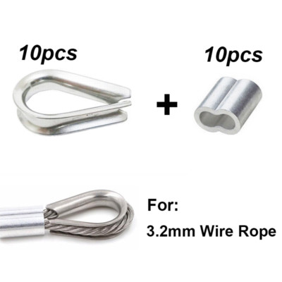 10 Pack of 3mm Thimbles&Ferrules For 1/8" 3.2mm Stainless Steel Wire ...
