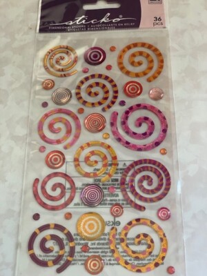 STICKO STICKERS ACRYLIC PARTY SWIRLS MULTI-COLORED SWIRLS 36PCS | eBay