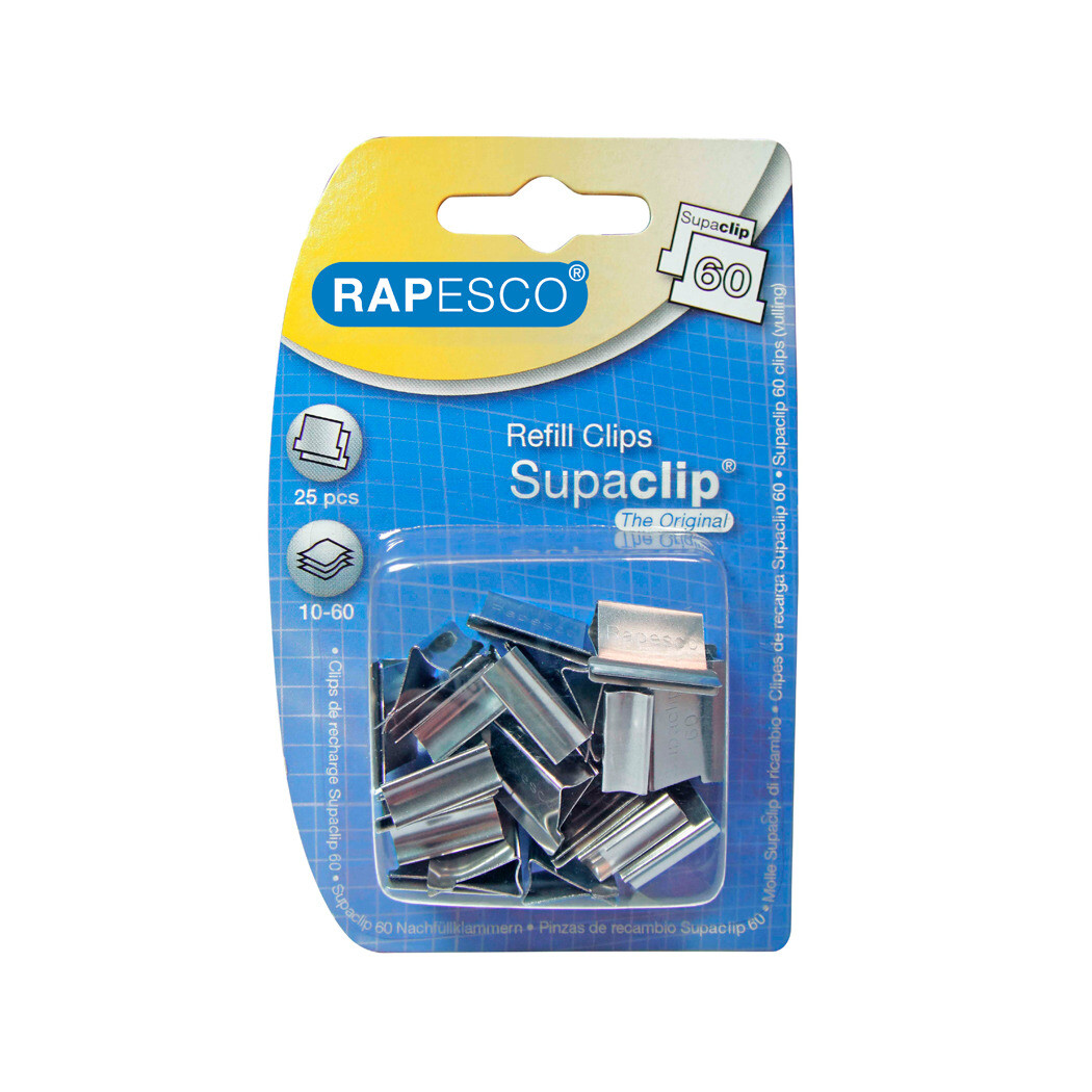 Box of 20 x 25Pk Rapesco Refill Clips Supaclip 60 RC6025SS Paper Clip ...