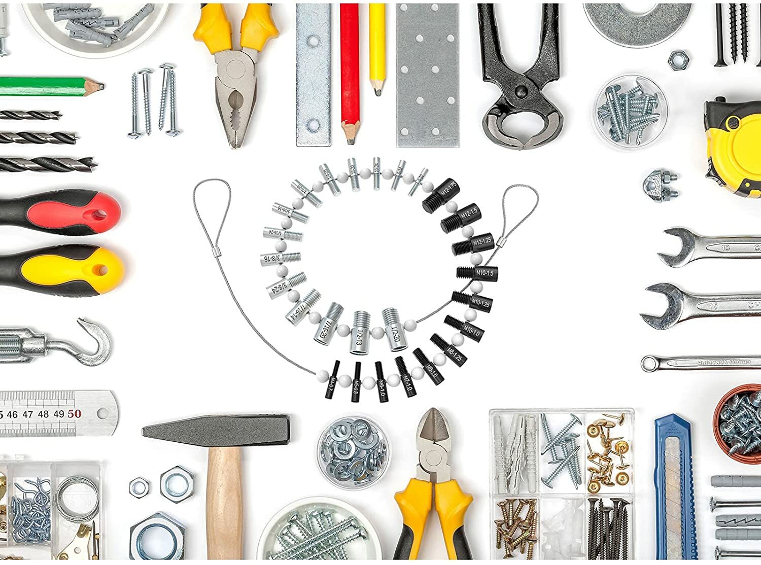 26PC Thread Tester Checking Checker Nut Bolt Thread Detection Tool Inch ...