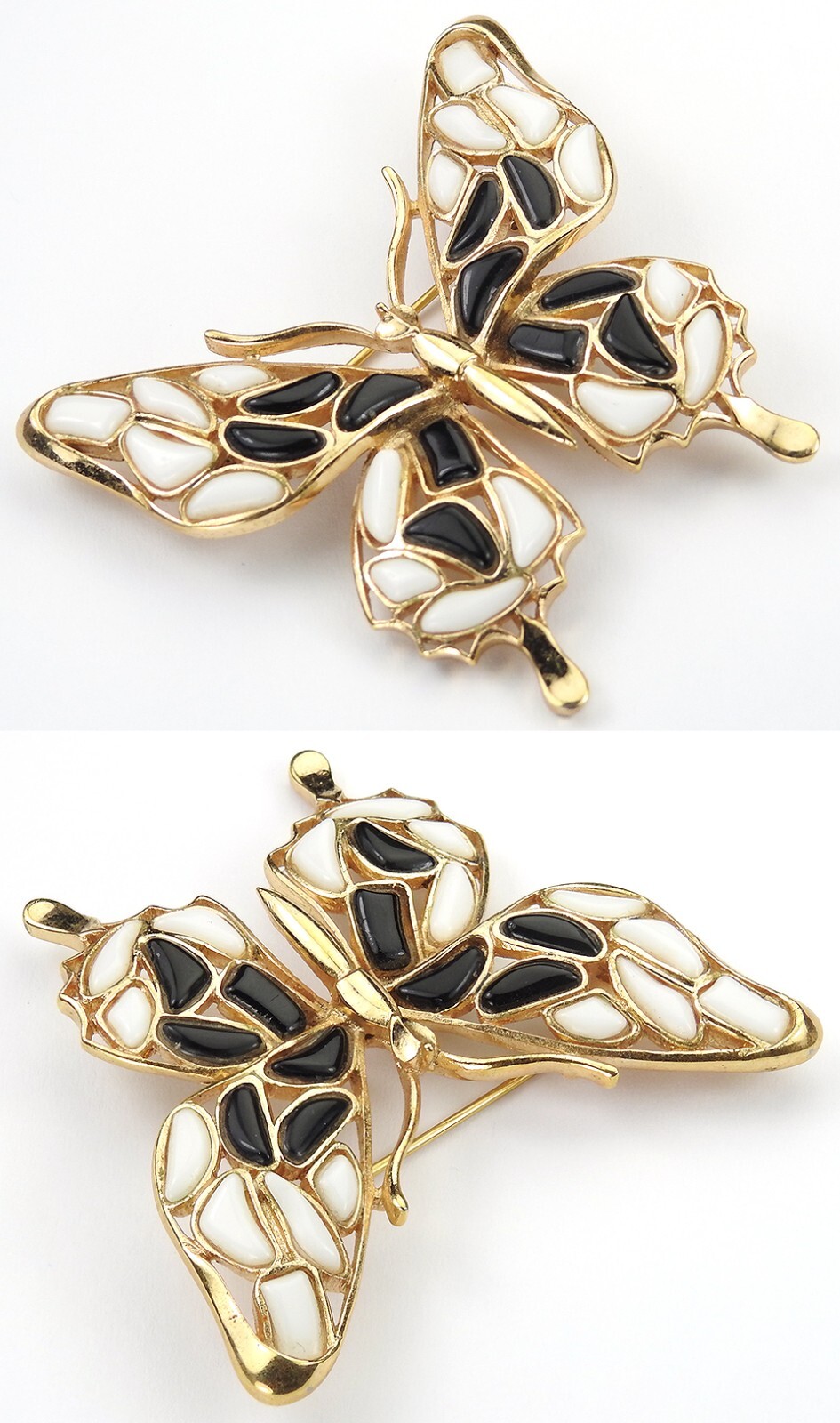 Trifari Philippe 'Modern Mosaics' Black and White Pou… - Gem