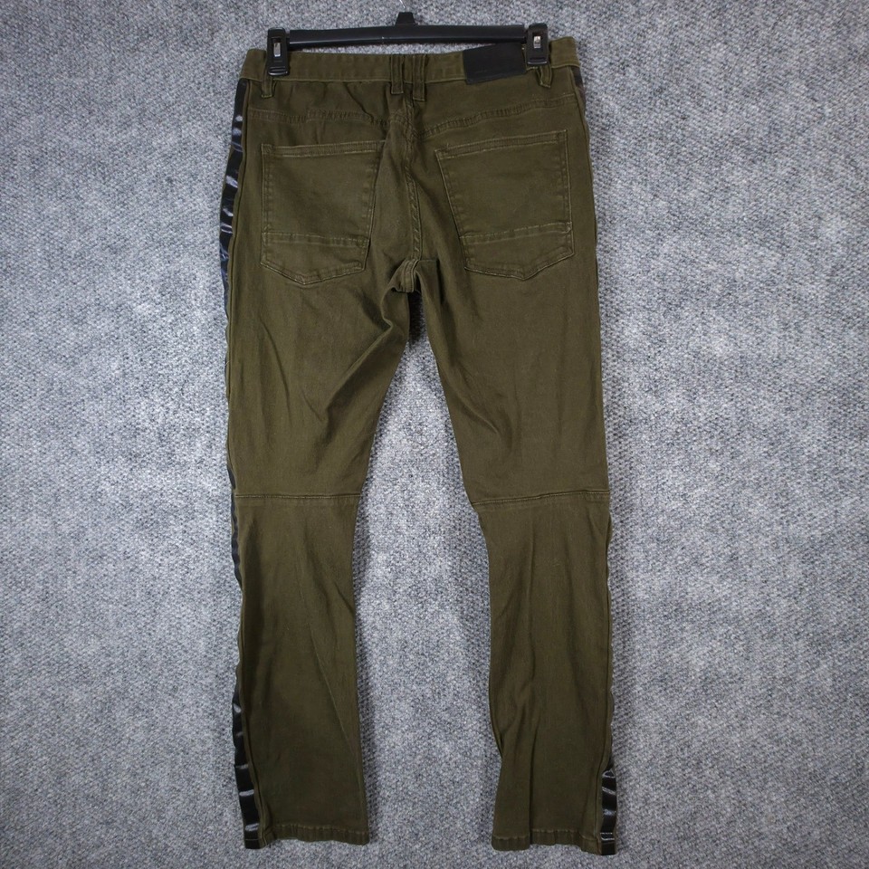 Smoke Rise Men's Brown Denim Pants with Black Side Stripe Moto Style ...