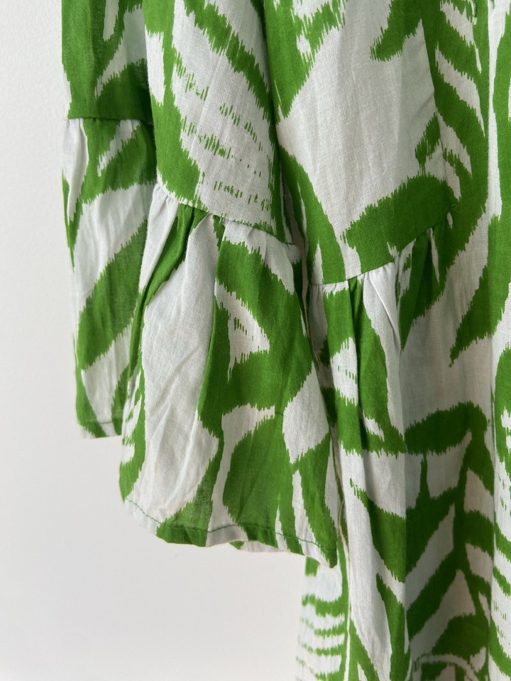 Orientique Naturally Dress ,Green , Size 12. .100% Cotton . Cool And ...