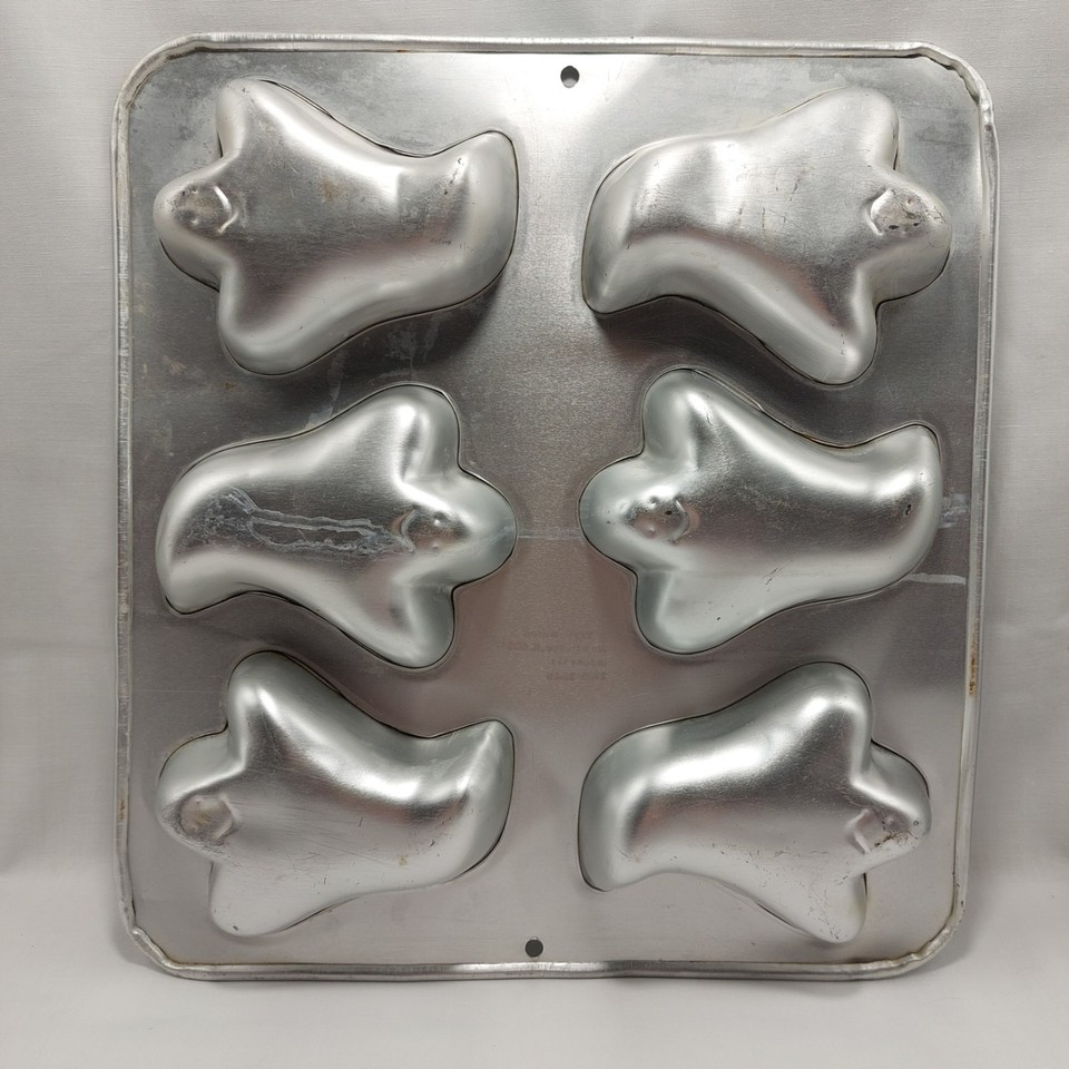 Vintage 1991 Wilton Mini Ghost Cake Pan 6 Cavity Halloween Baking Mold ...