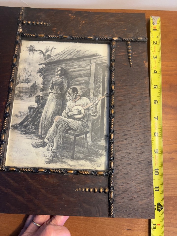 Vintage WPA Style Banjo Player Print in Handcrafted Folk Art Frame | eBay