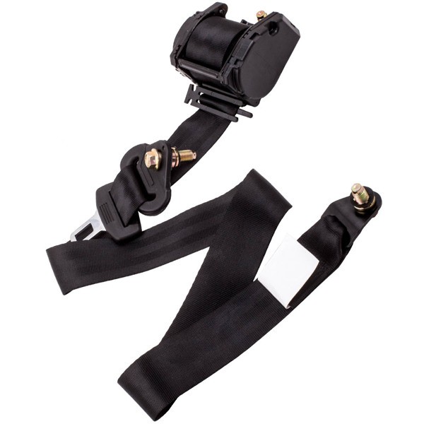 Seat Belt 3 Point Universal Retractable Safety Belt Black | eBay