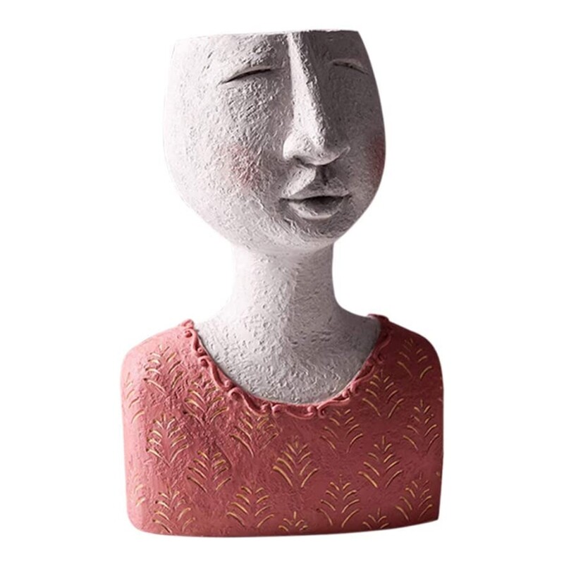 Art Portrait Flower Vase Sculpture Resin Face Family Flower Handmade ...