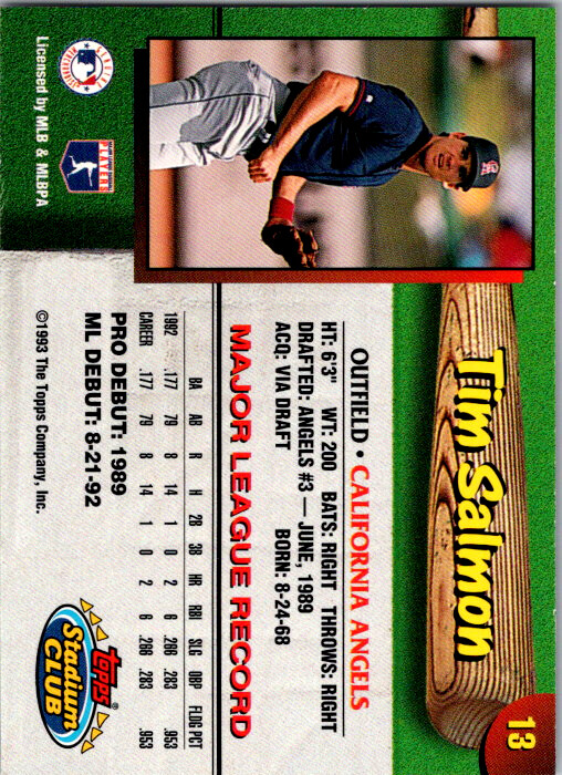 Tim Salmon 1993 Stadium Club California Angels #13 Baseball Card | eBay