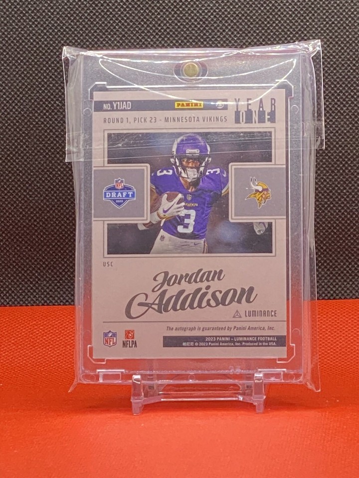 Jordan Addison 2023 Panini Luminance YEAR ONE Blue Ink AUTO Autograph ...