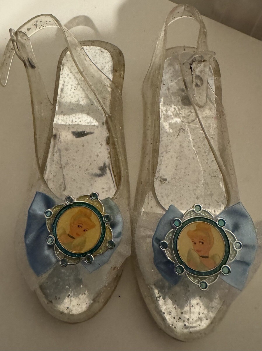 Girls Cinderella Clear Shoes Girls Cinderella Light Up Blue Glitter