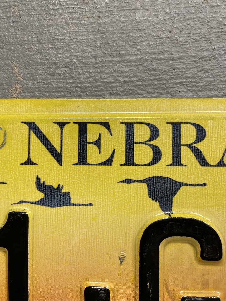 NEBRASKA LICENSE PLATE YELLOW/RED FADE/SUN 11-G207 AUGUST 2005 STICKER ...