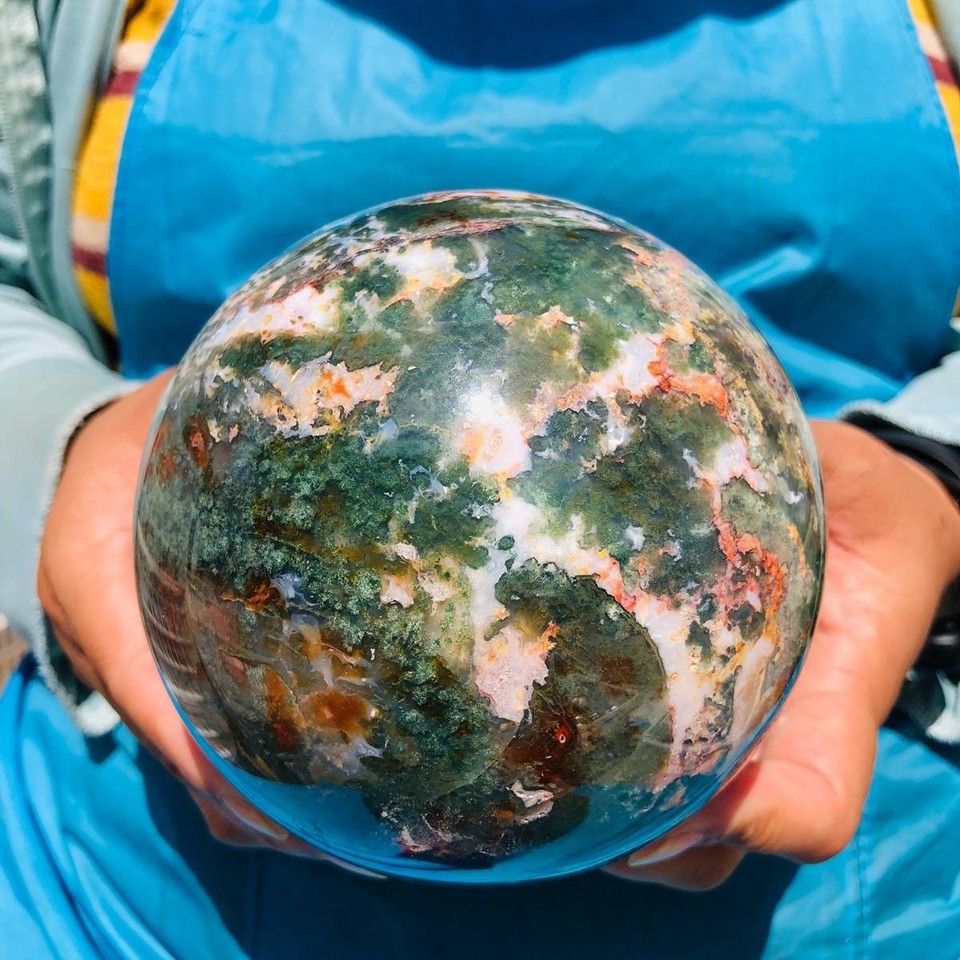 4.42LB Natural Aquatic Plants Agate Crystal Sphere Water Grass Moss ...