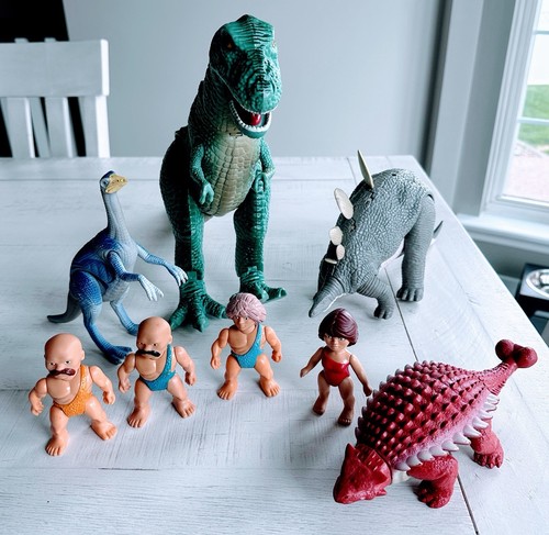 Vintage 1987 PLAYSKOOL Definitely Dinosaurs Lot Of 4 Dinos & 4 Cave ...