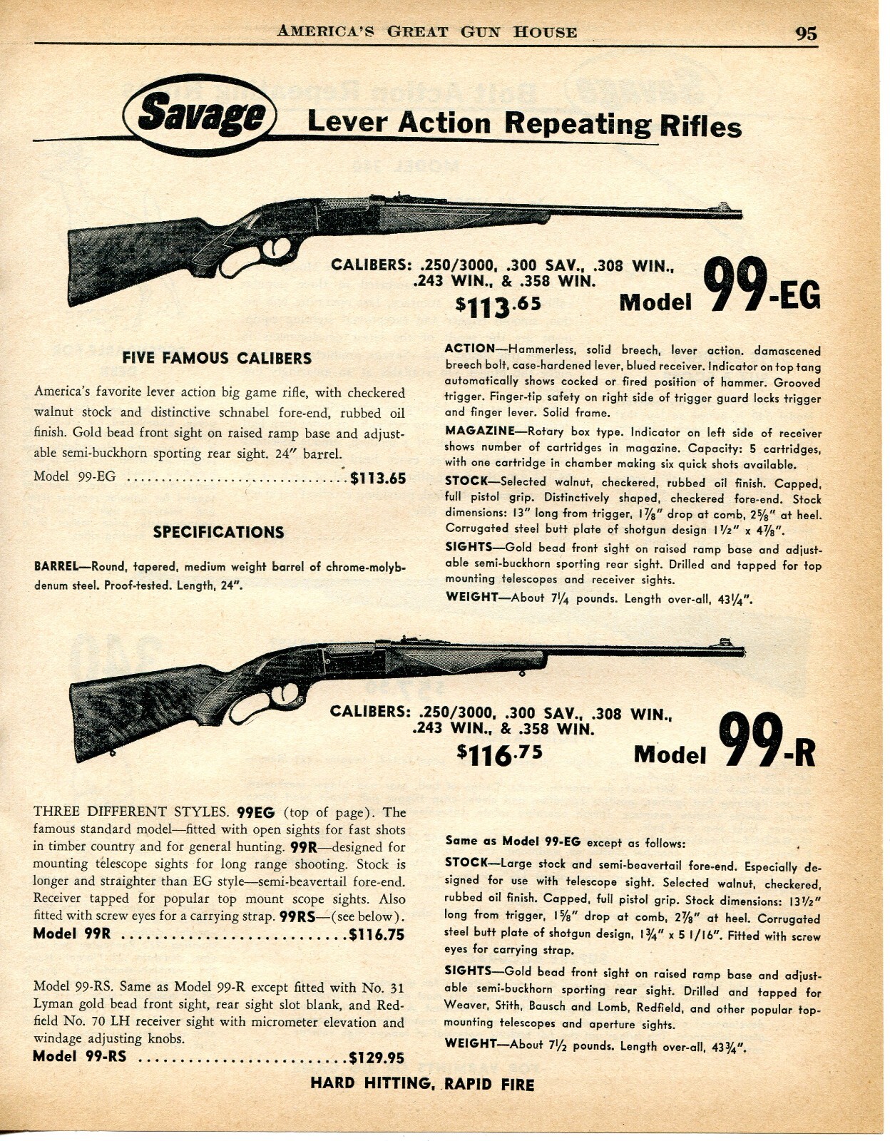 1958 Print Ad of Savage Model 99EG 99R High Power Big Game Rifle | eBay