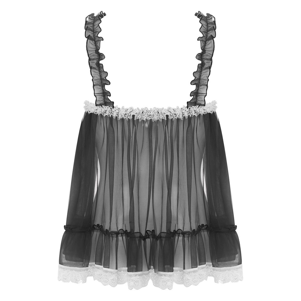 Women's Lace Sheer Lingerie Sexy Mesh Nightwear Sleepshirt See Through ...