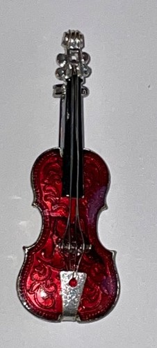 Vintage Purple Enamel Violin Pin-W. Germany Instrument Brooch with Tiny ...