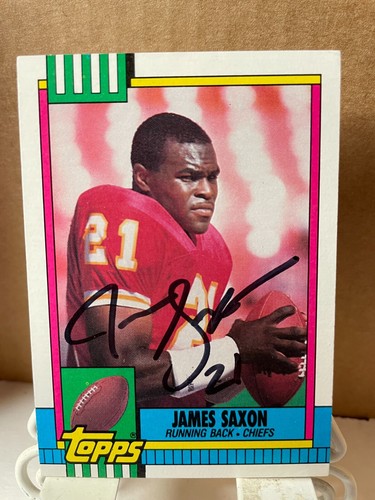 Signed James Saxon Kansas City Chiefs 1990 Topps Football Card #259 ...