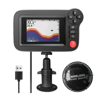 Smart Fish Finder Wireless Sonar Depth Finder Portable LCD for Boat ...