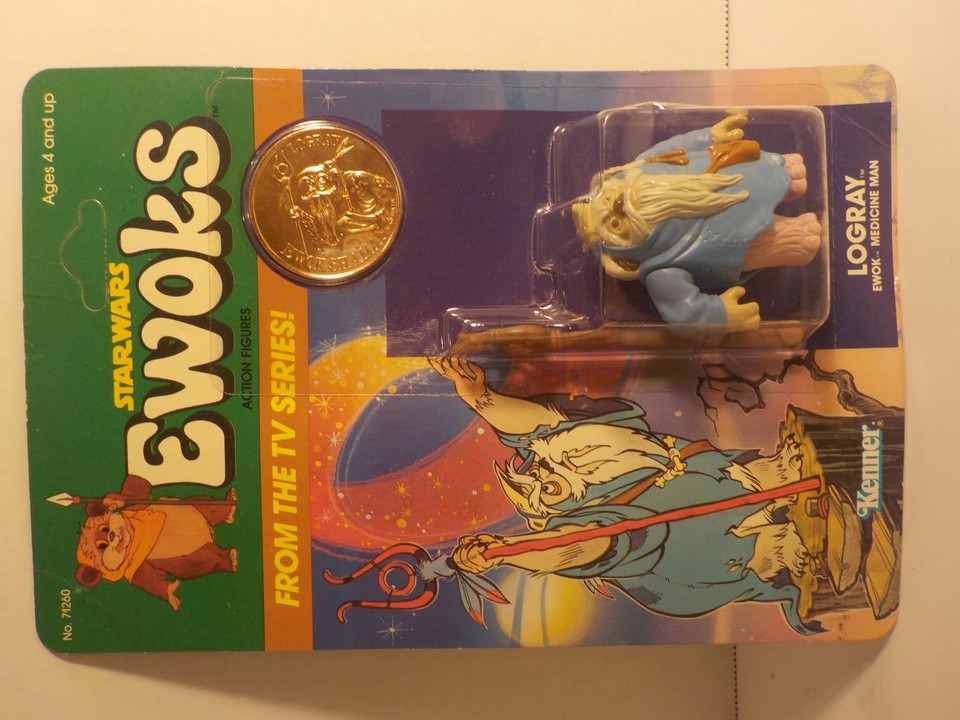 LS Vintage Star Wars 1985 Ewoks The Cartoon Logray With Coin Unpunched ...