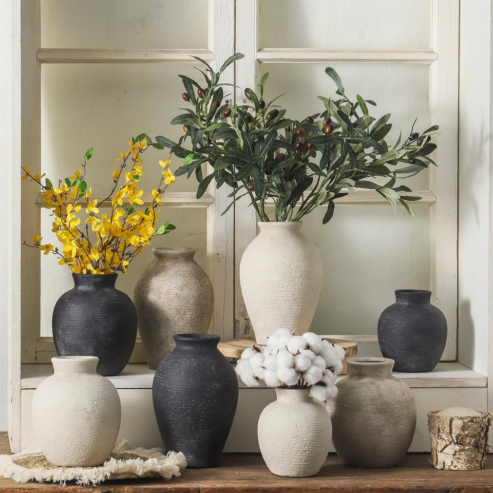 Ceramic Flower Vase Home Decor - Large Farmhouse Table Vases Rustic ...